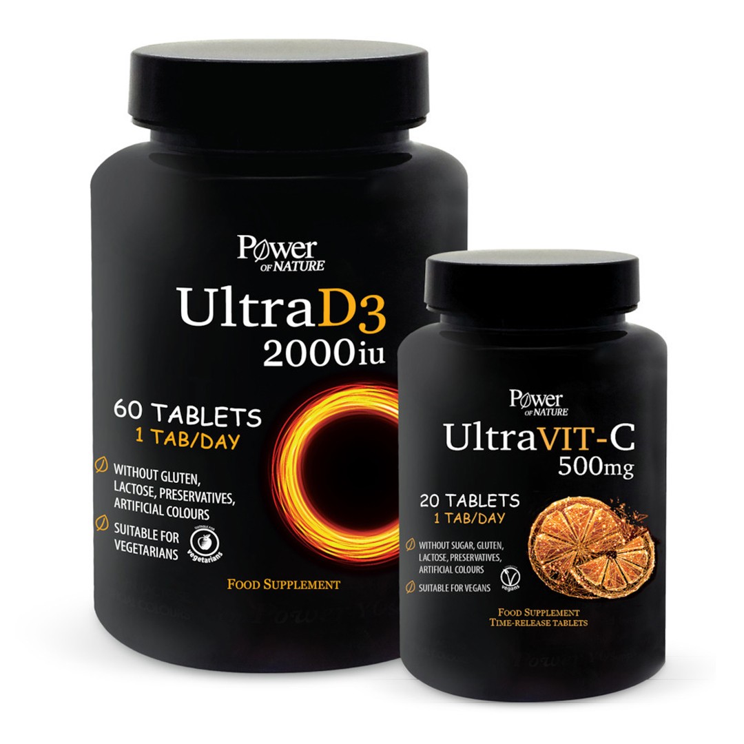 PowerHealth - Ultra D3 2000 IU 60δισκία + Δώρο Ultra Vit-C 500mg 20 ...