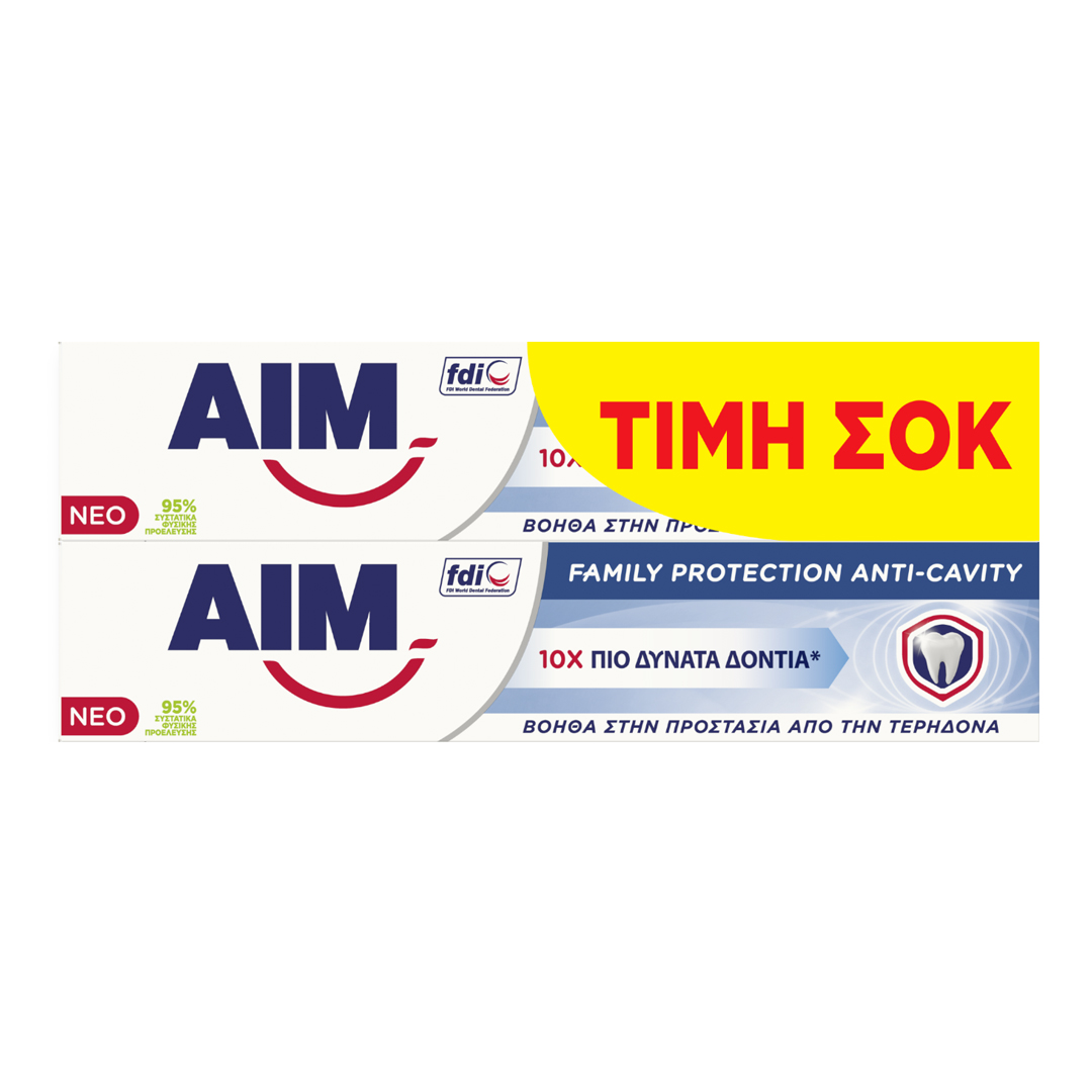 AIM - Family Protection Anti-Cavity Οδοντόκρεμα 2x75ml | Online Med&Care